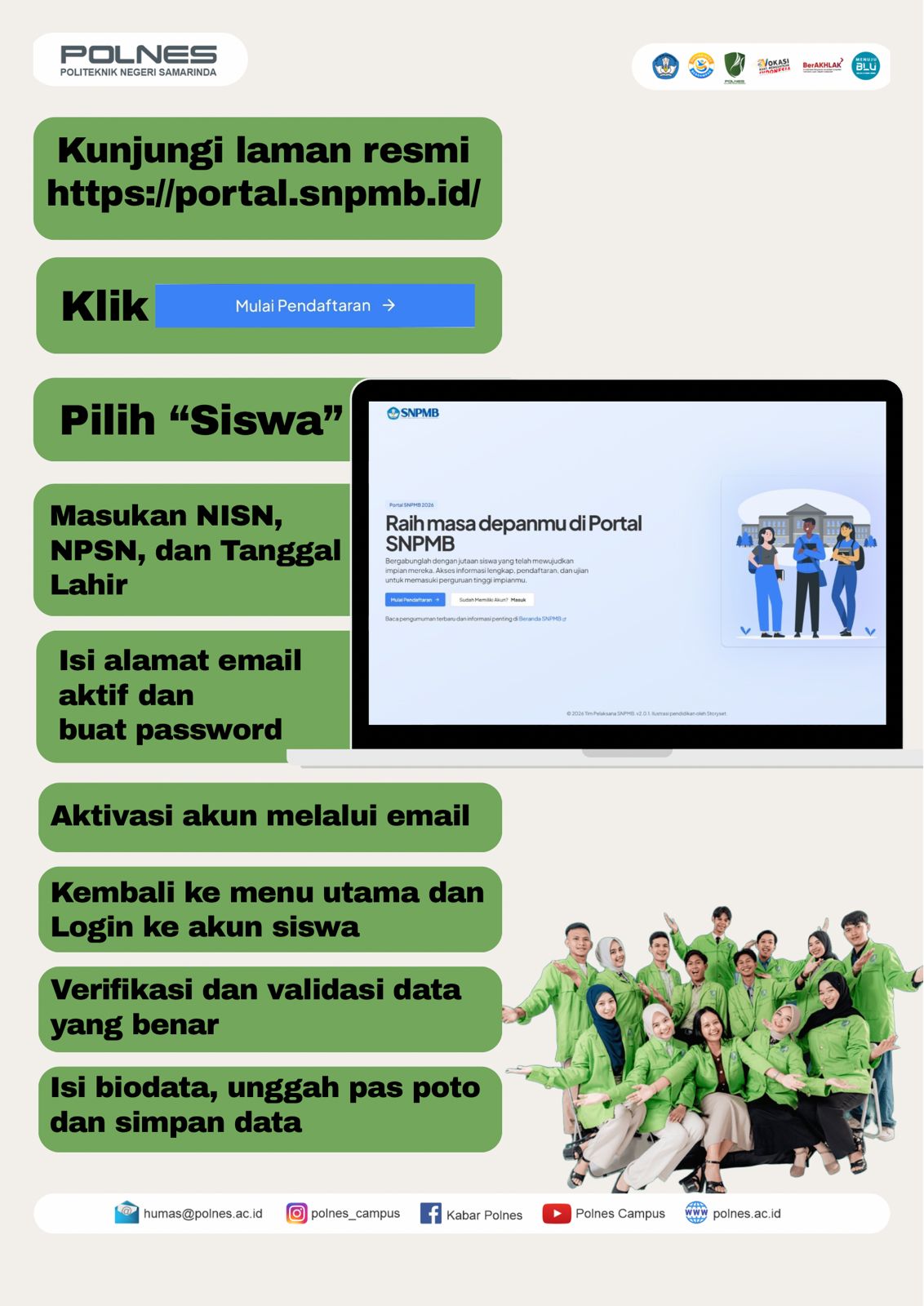 HARI INI RESMI DIBUKA! Registrasi Akun SNPMB Siswa SNBP 2026 - POLNES ...